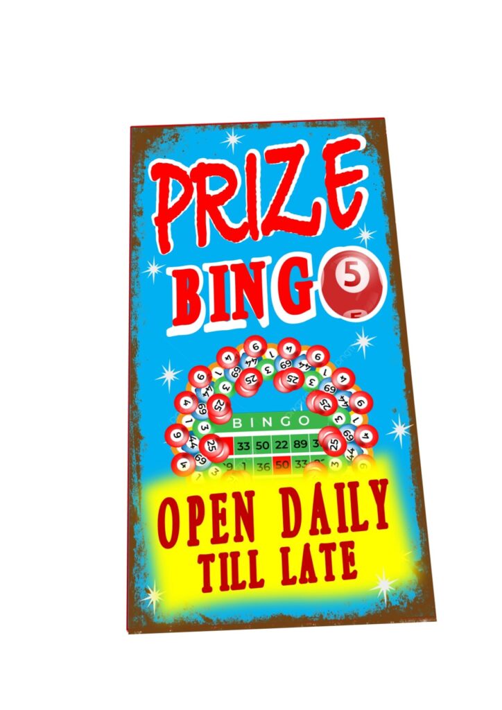 Vintage Style Sideshow Prize Bingo Metal Sign, Fairground, Funfair ...