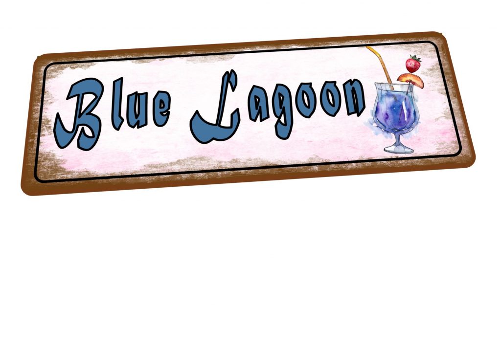 Blue Lagoon Cocktail Aged Vintage Effect Wall Plaque Sign Bar Sign ...