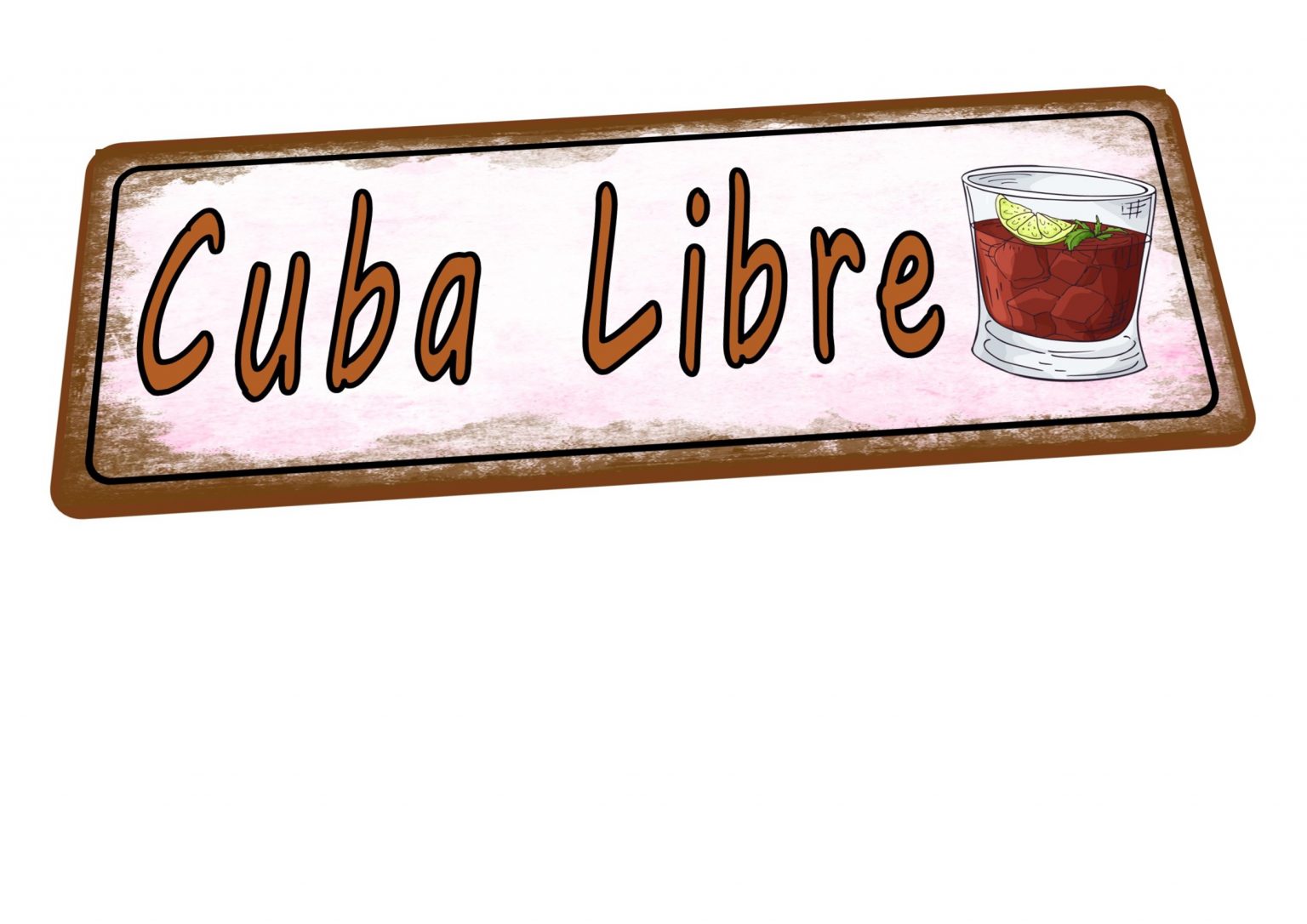 Cuba Libre Cocktail Aged Vintage Effect Wall Plaque Sign Bar Sign – The ...