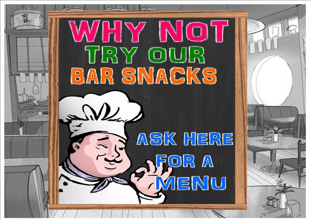 Bar Snacks Selection Cafe Sign Chalkboard Style – The Rooshty Beach