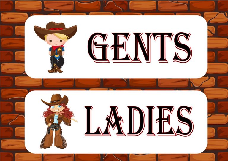 Toilet Door Signs Cowboy Cowgirl Toilet Bathroom Door Gents and Ladies ...
