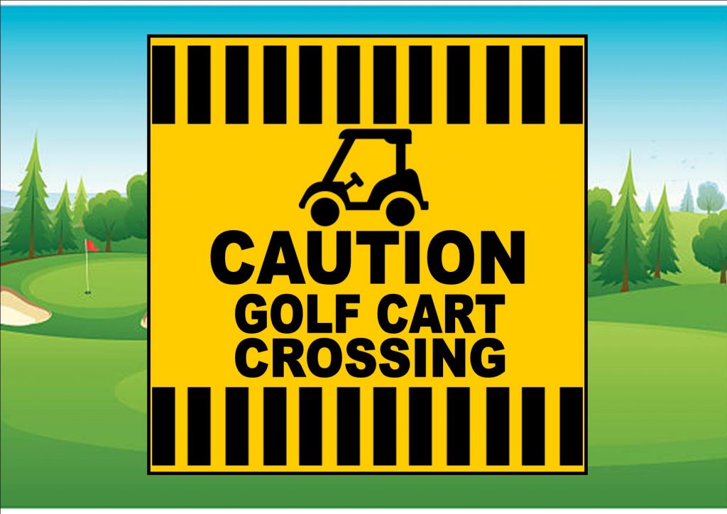 Novelty Caution Golf Cart Crossing Sign Wall Plaque – The Rooshty Beach