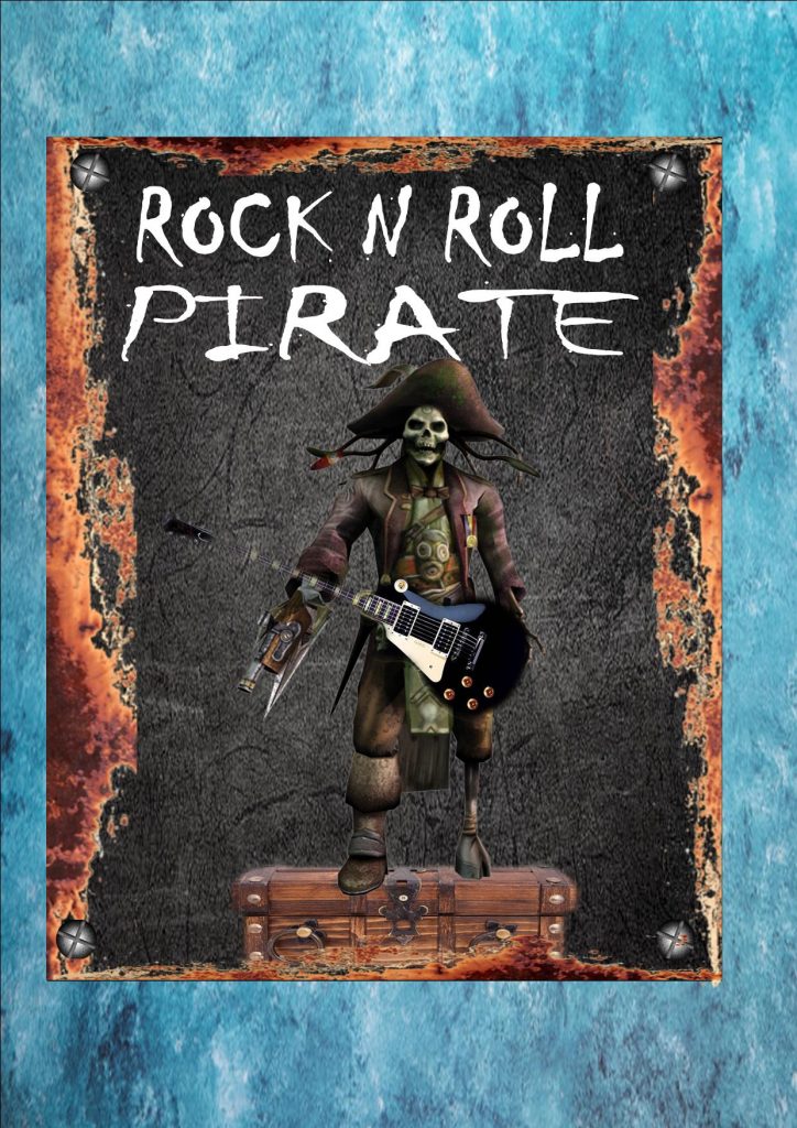 Pirate Rock and Roll Sign Vintage Style Antique Look Wall Hanging Sign ...