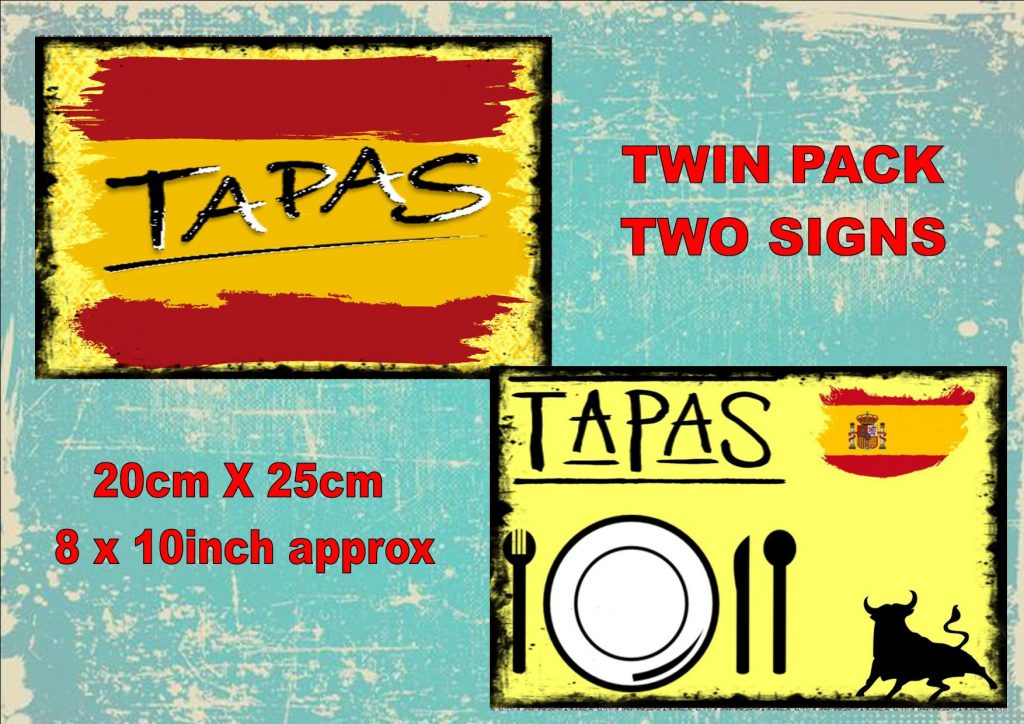 Vintage Tapas Bar Cafe Signs Reproduction Modern Print to Look Retro ...
